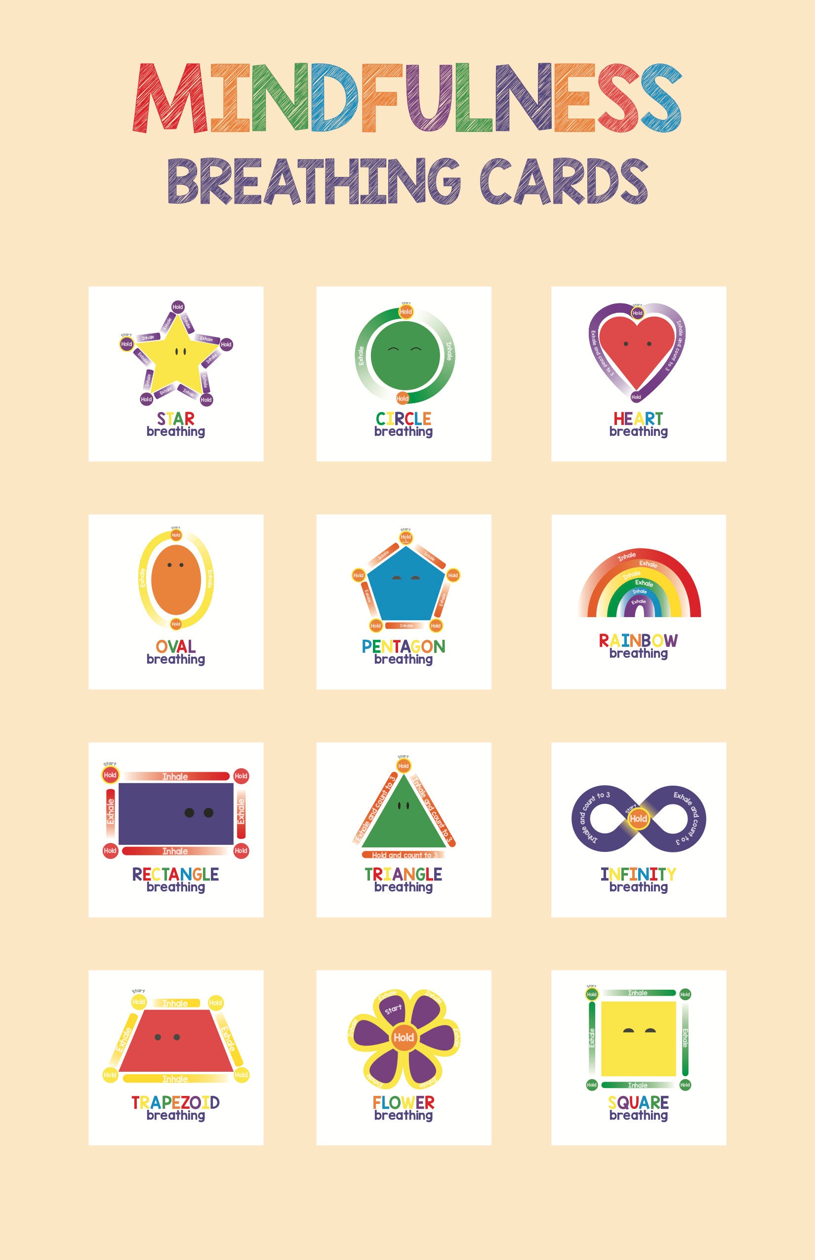 Mindfulness Breathing Activity Cards, Finger Tracing Cards, School ...