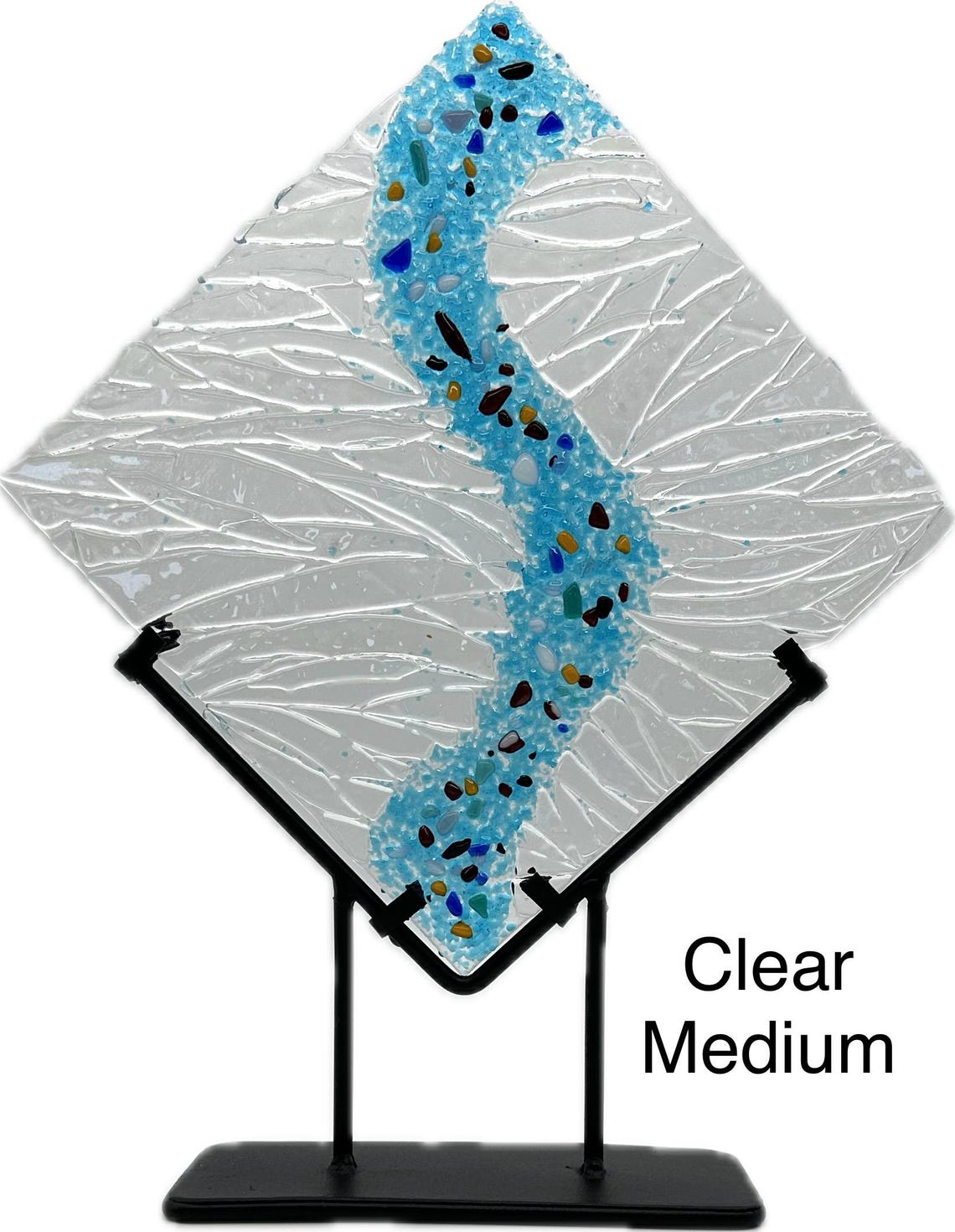 Fused Glass Art | Flowing River-inspired Framed Glass Decor | Abstract ...