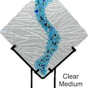 Fused Glass Art | Flowing River-inspired Framed Glass Decor | Abstract ...