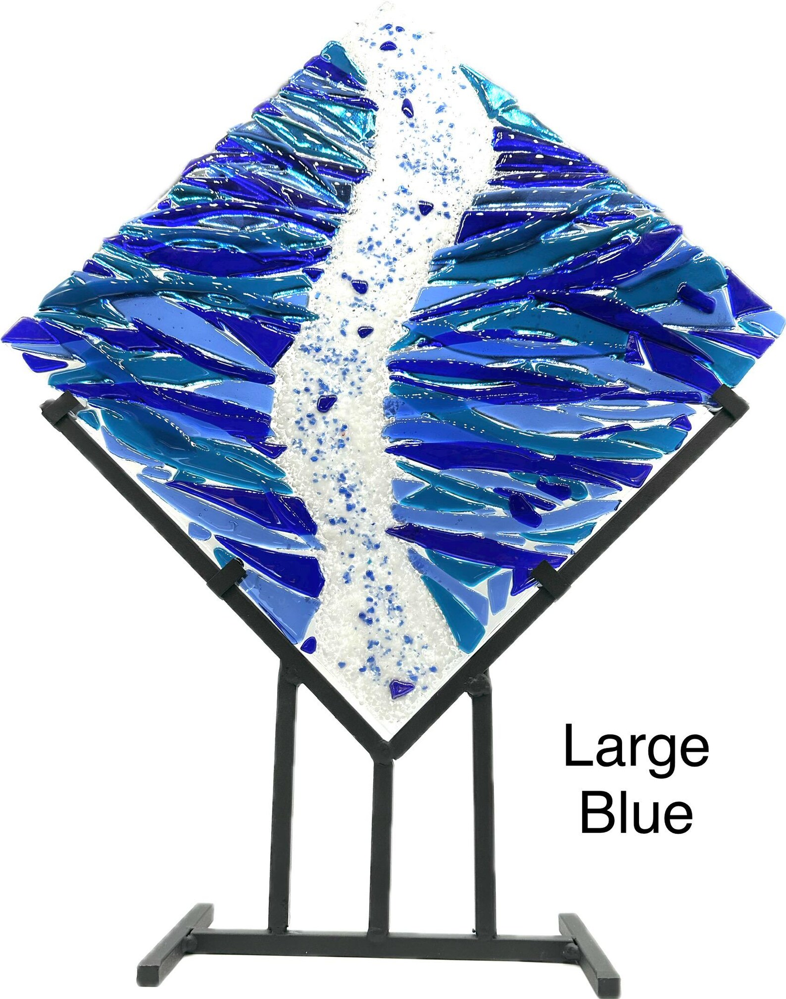 Fused Glass Art | Flowing River-inspired Framed Glass Decor | Abstract ...