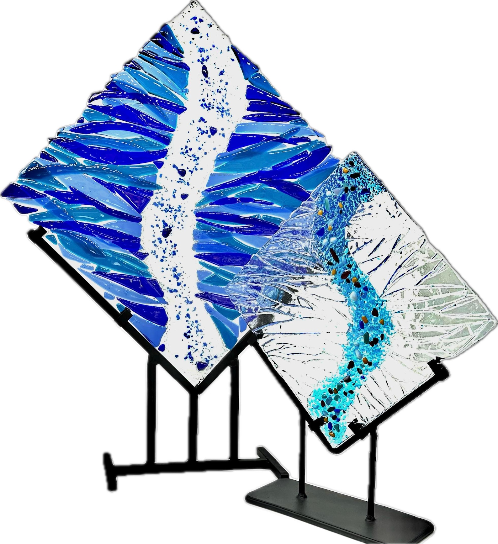 Fused Glass Art | Flowing River-inspired Framed Glass Decor | Abstract ...