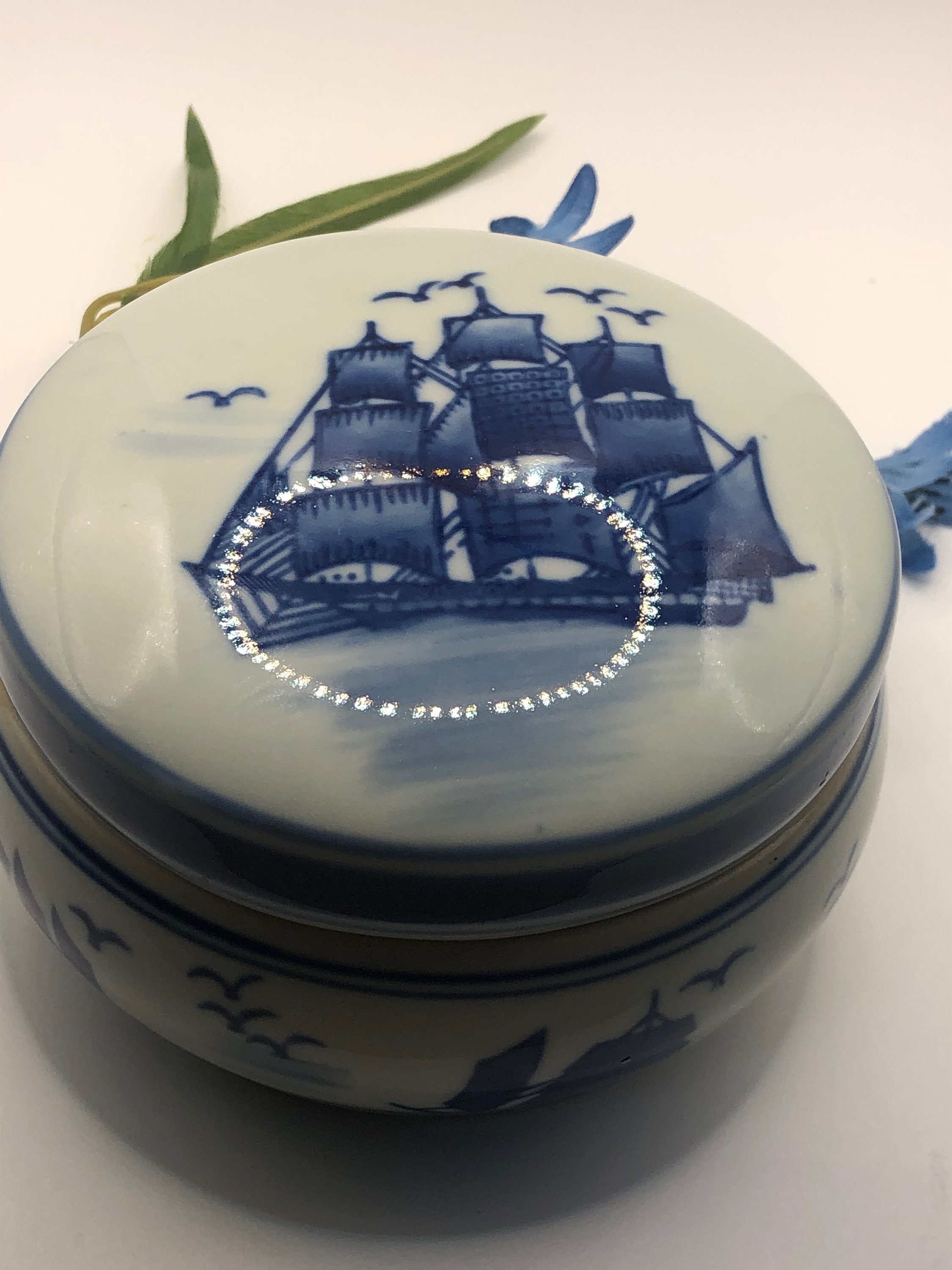 Nantucket Blue & White Trinket Dish - Etsy