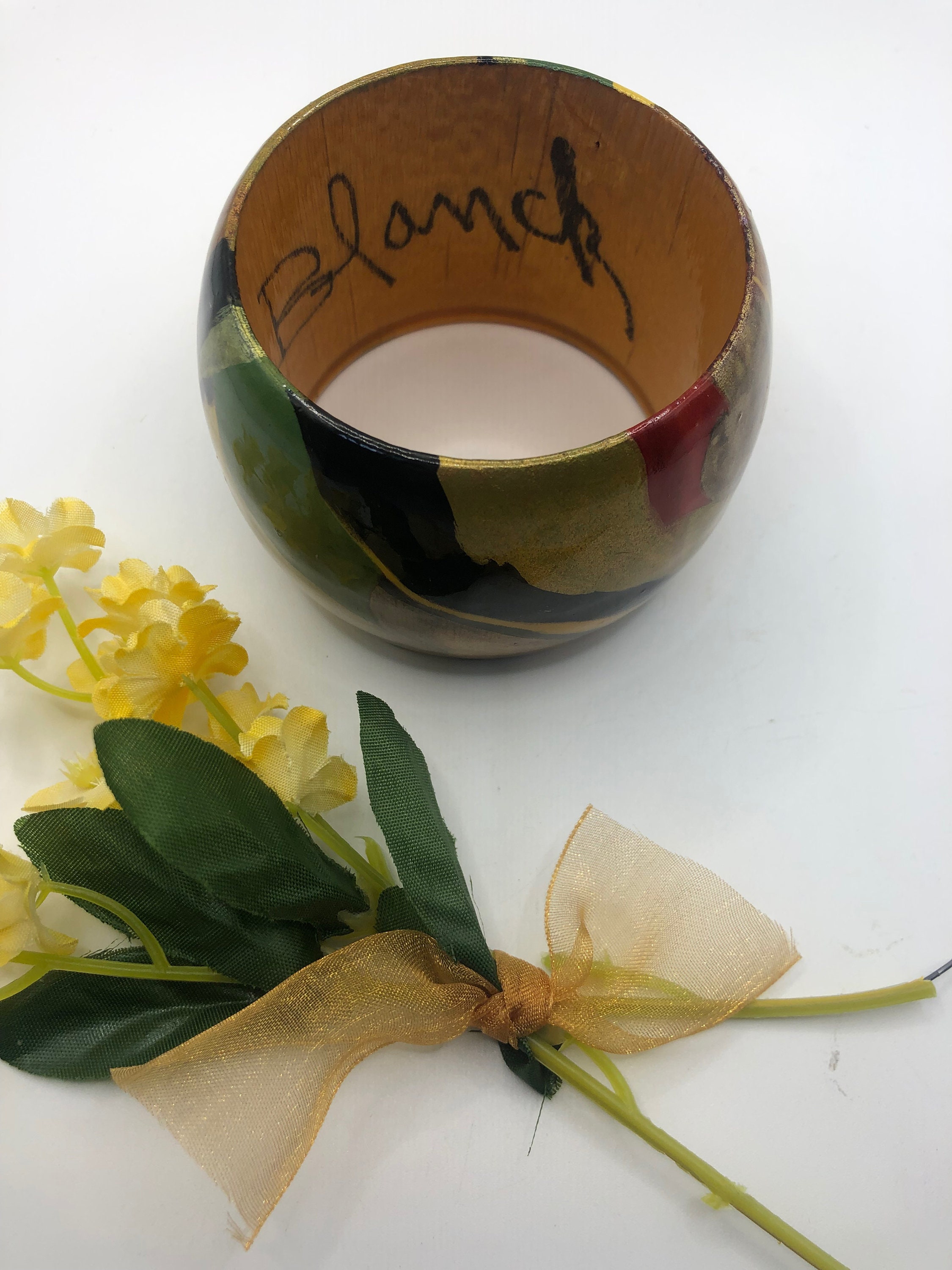 Vintage Blanck Hand Painted Bangle Bracelet - Etsy