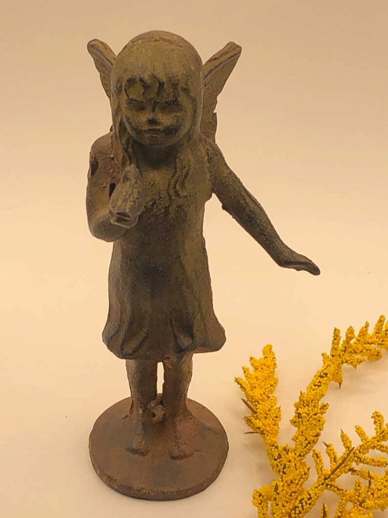 Cast Iron Angel With Bird - Etsy