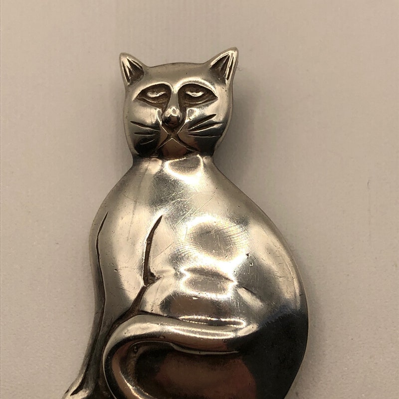 Sterling Cat Pin - Etsy