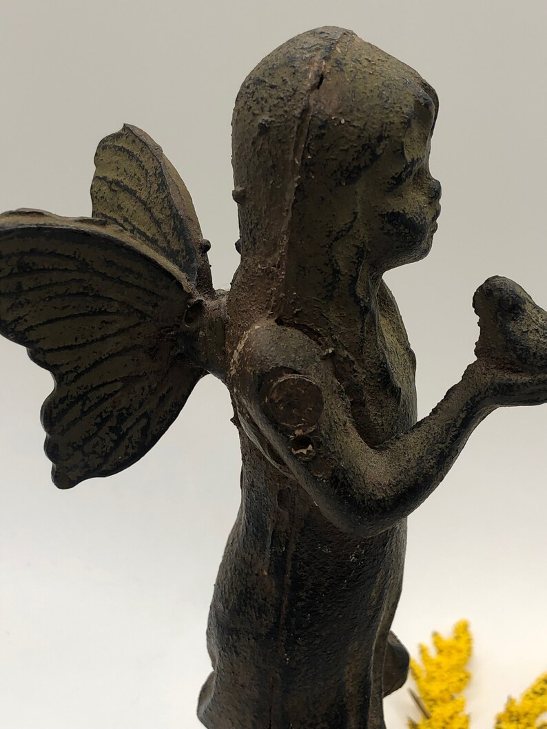 Cast Iron Angel With Bird - Etsy