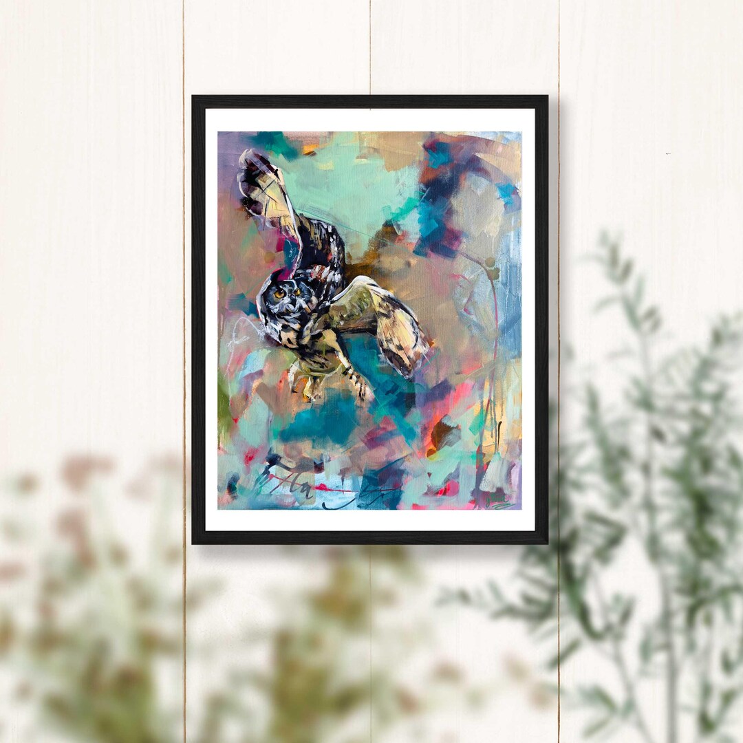 Mystic" Owl Colorful Rectangular Art Print Decoration - Etsy