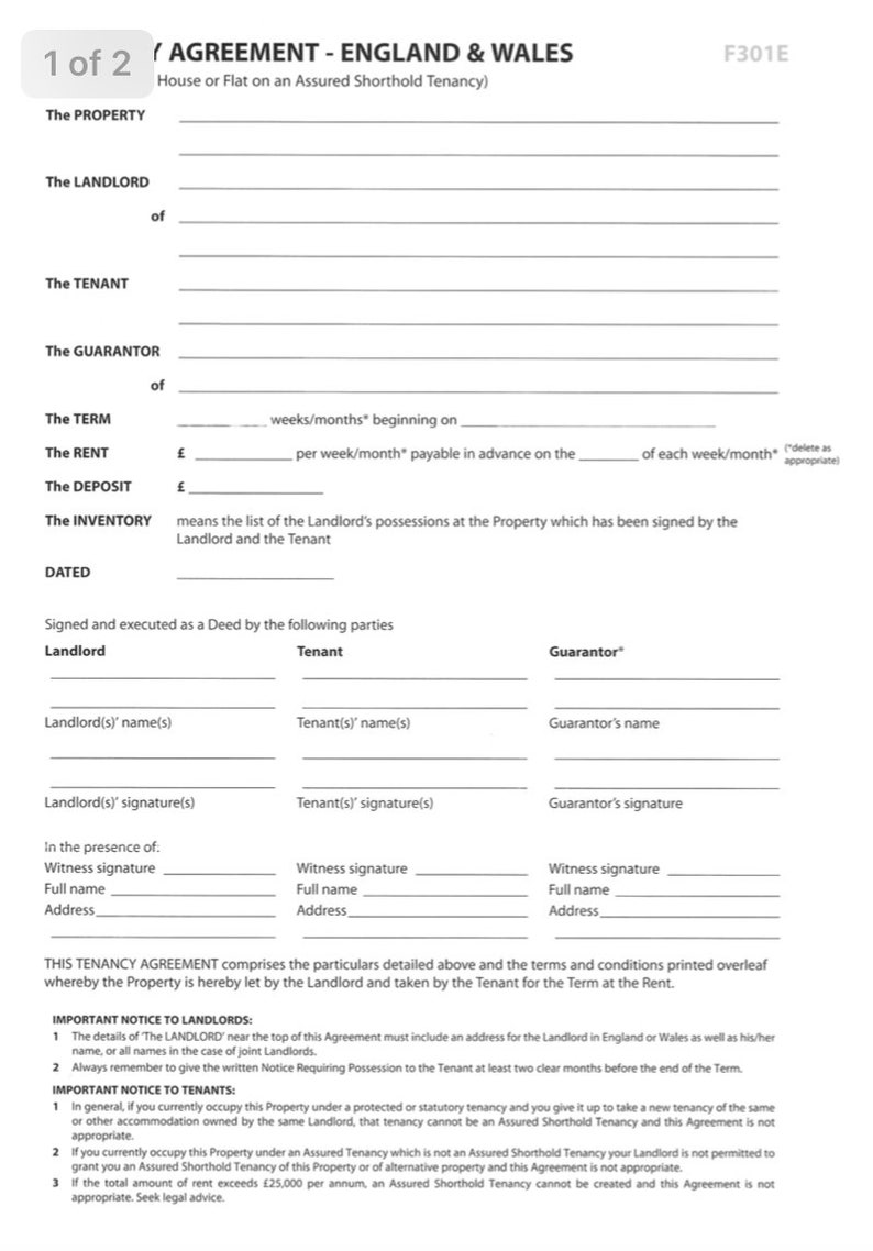 Tenancy Agreement for Furnished House/flat in England and Wales - Etsy UK
