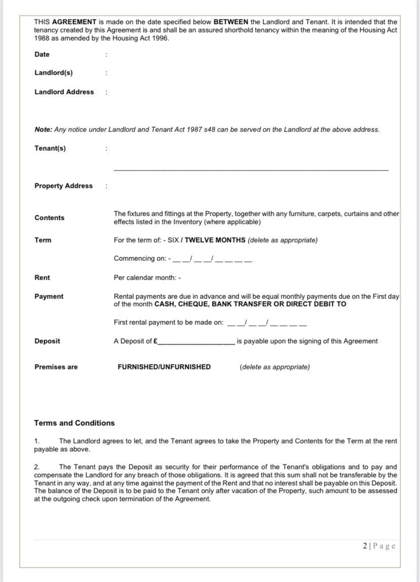 Fully Editable Tenancy Agreement Rental Agreement With Section 21 - Etsy