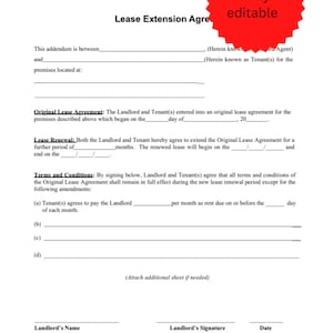 Fully Editable Lease Extension Agreement- Residential and Commercial ...