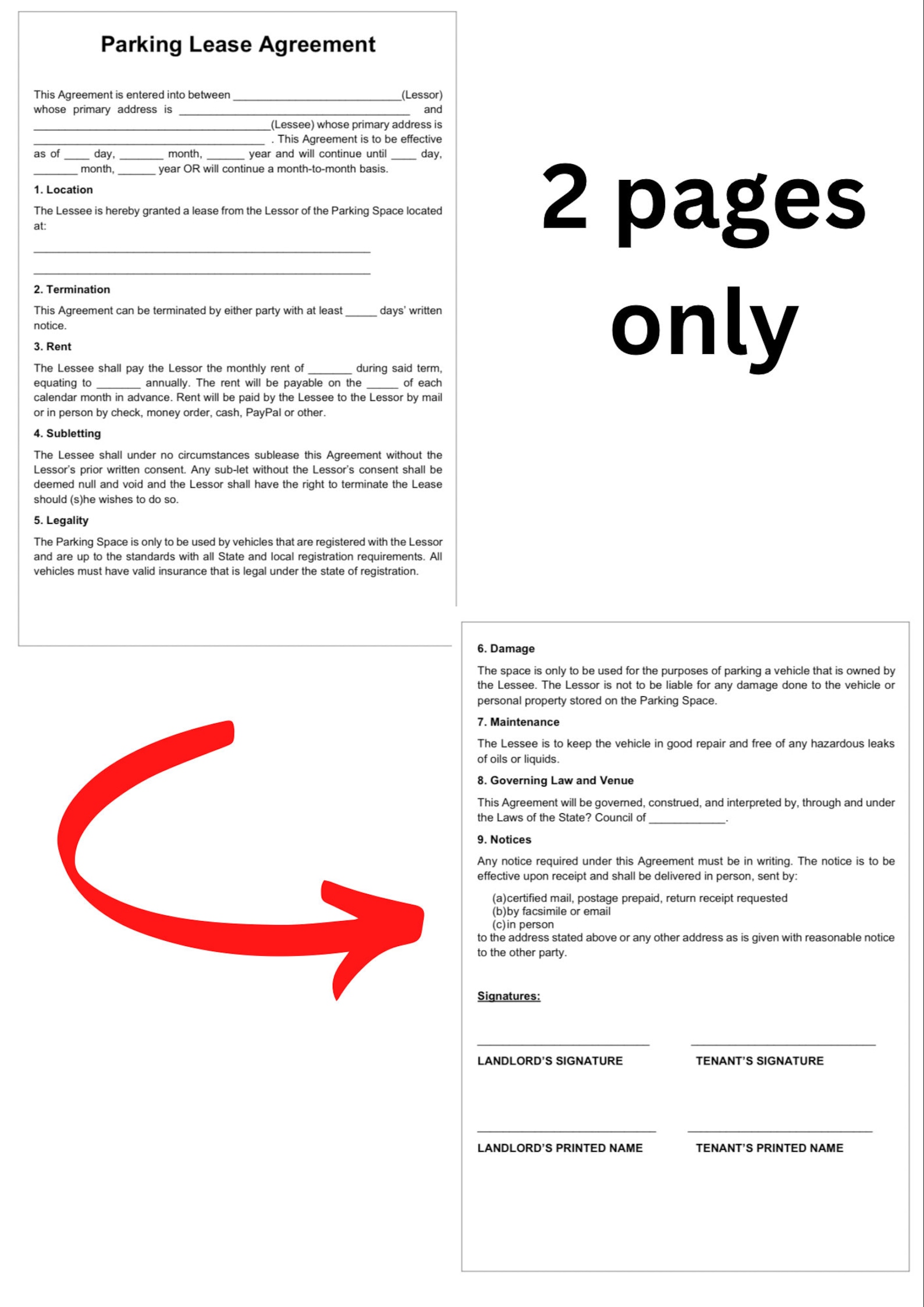 Fully Editable Parking Space Lease Agreement Template I Easy and Simple ...