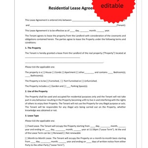 Residential Lease Agreement | Fixed Term or Monthly | All Terms and ...