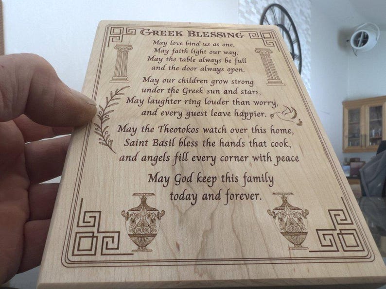 Greek House Blessing Plaque –solid Maple "may Love Bind Us" Stand ...