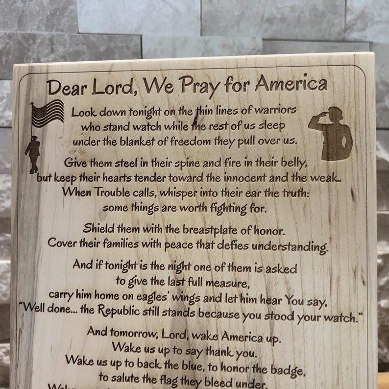 Military & First Responder Tribute - Engraved Patriot Prayer Plaque ...