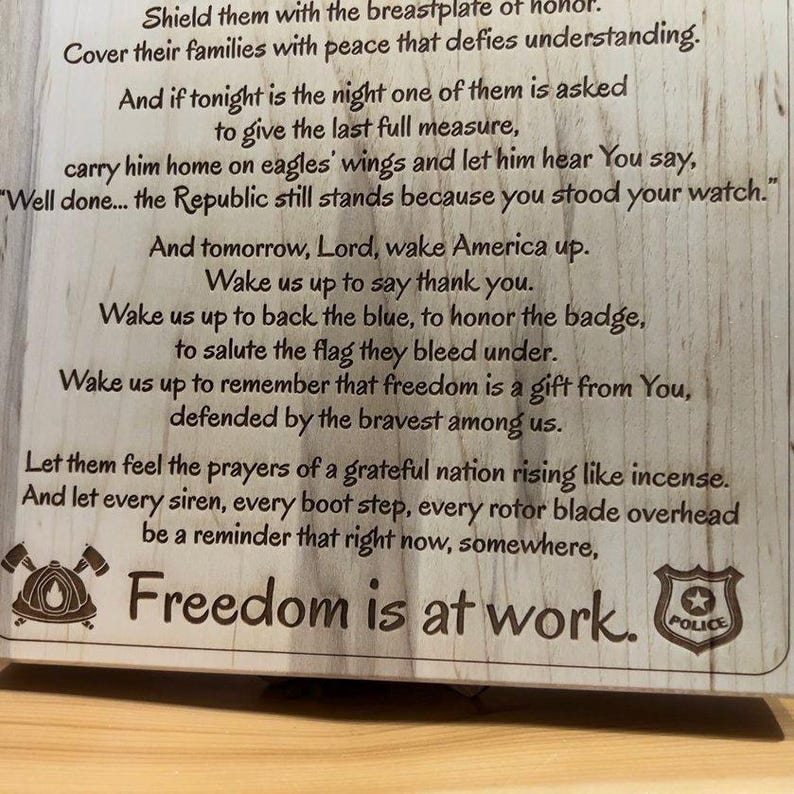 Military & First Responder Tribute - Engraved Patriot Prayer Plaque ...
