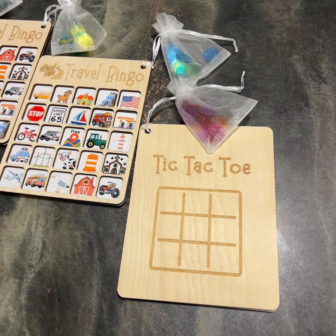 Wooden Road Trip Bingo Board With Tic Tac Toe: Family Travel Game - Etsy