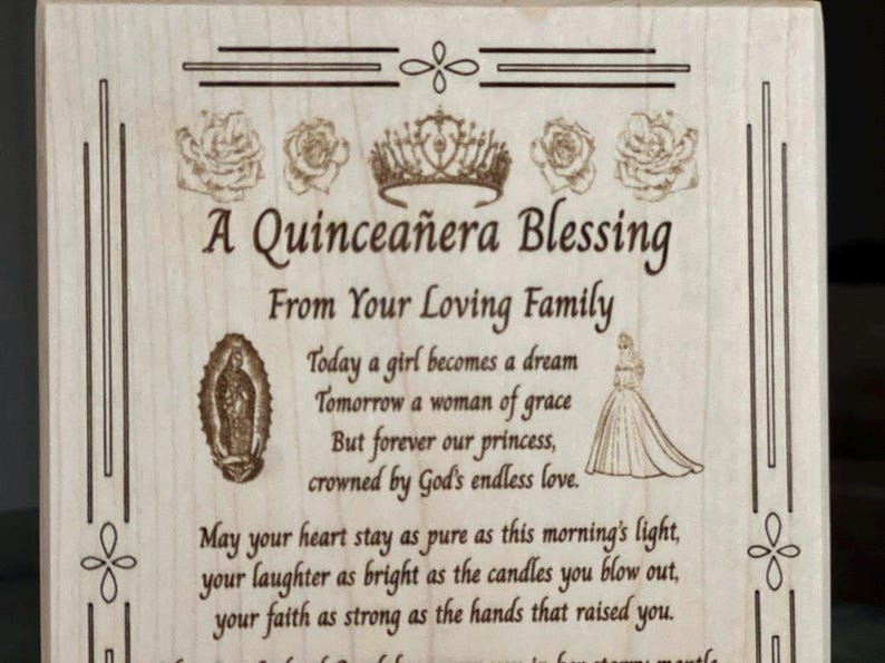 Quinceañera Blessing Plaque – Solid Maple "today You Are a Princess ...