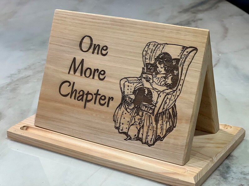Cedar Book Valet, Laser Engraved Reading Rest, "one More Chapter" - Etsy