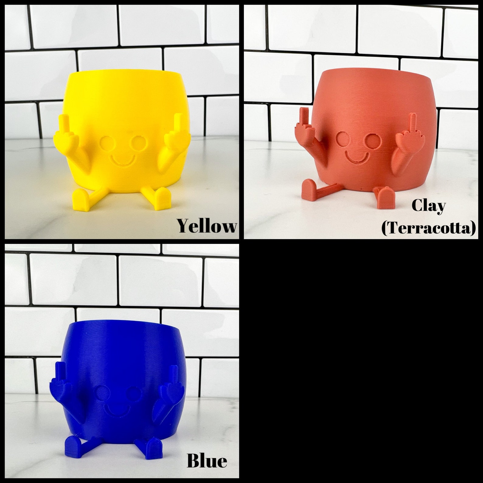 Middle Finger Happy Planter in ALL Colors Kawaii Planter, Planter With ...