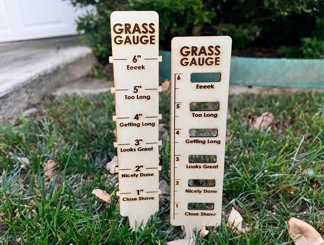 Wood Engraved Grass Gauge / Funny Grass Marker / Ultimate Yard Tool ...