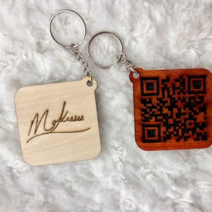 Custom Engraved QR Code Keychain Custom 3D Printed QR Code Website Link ...