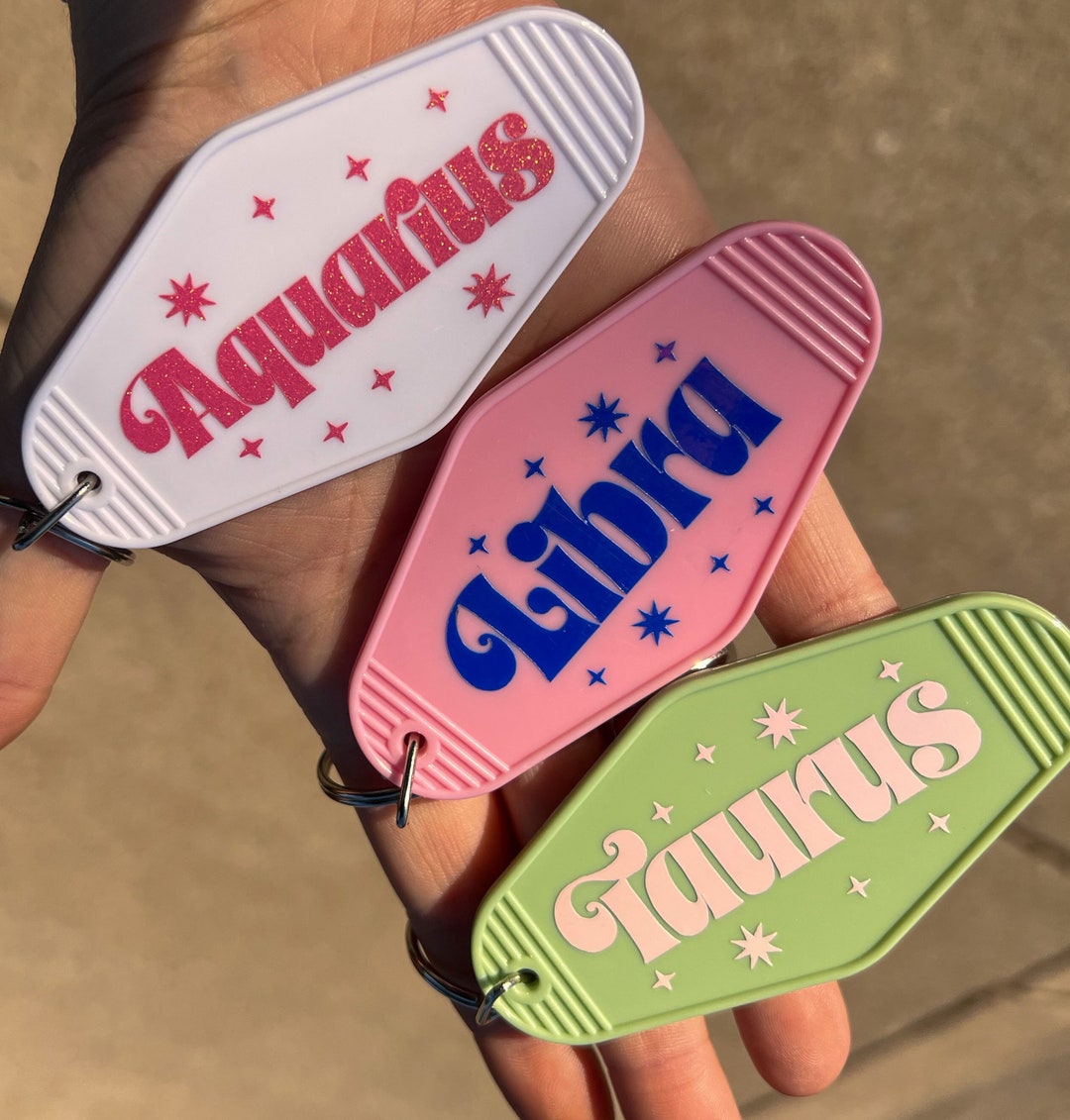 Retro Motel Zodiac Keychain A Unique and Fun Gift Custom Keychain Gift ...