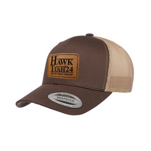 Hawk Tuah Spit on That Thang Trucker Hat Snapback With Leather Patch ...