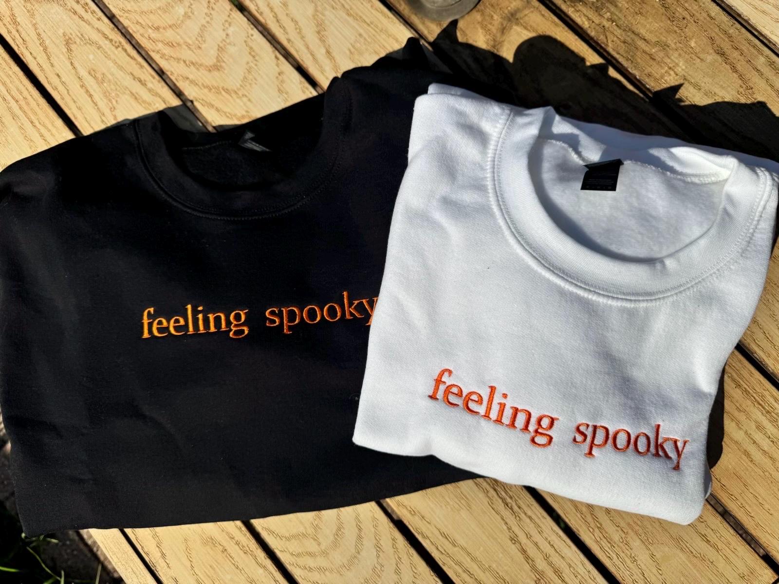 Feeling Spooky, Embroidered Crewneck, Cute Fall Tee, Sweater Weather ...