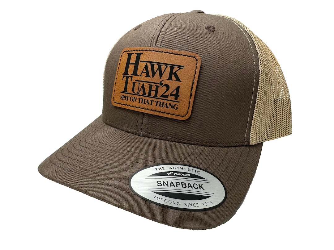 Hawk Tuah Spit on That Thang Trucker Hat Snapback With Leather Patch ...