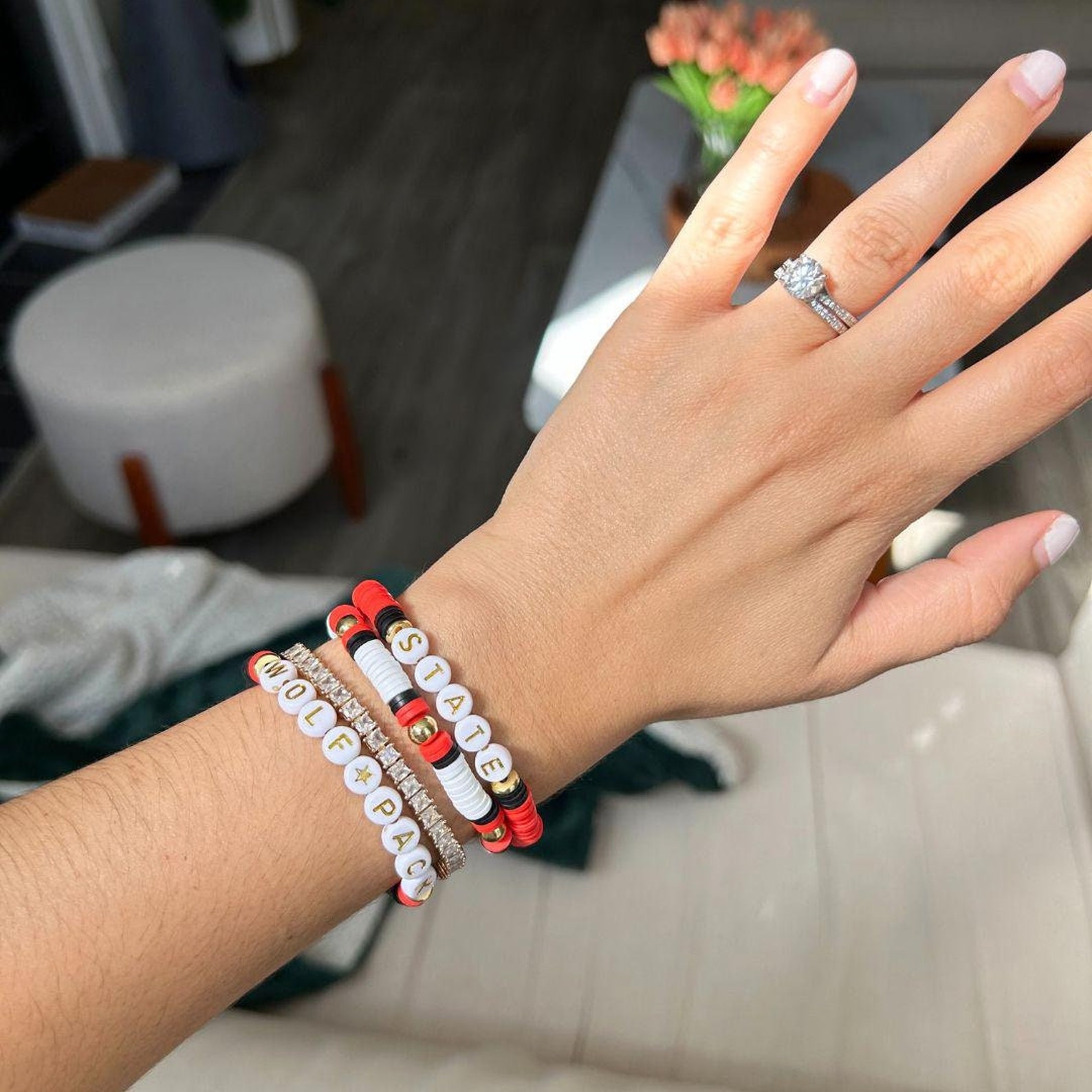 NC State Wolfpack Bracelet Stack: Gameday Heishi Bead Bracelets - Etsy