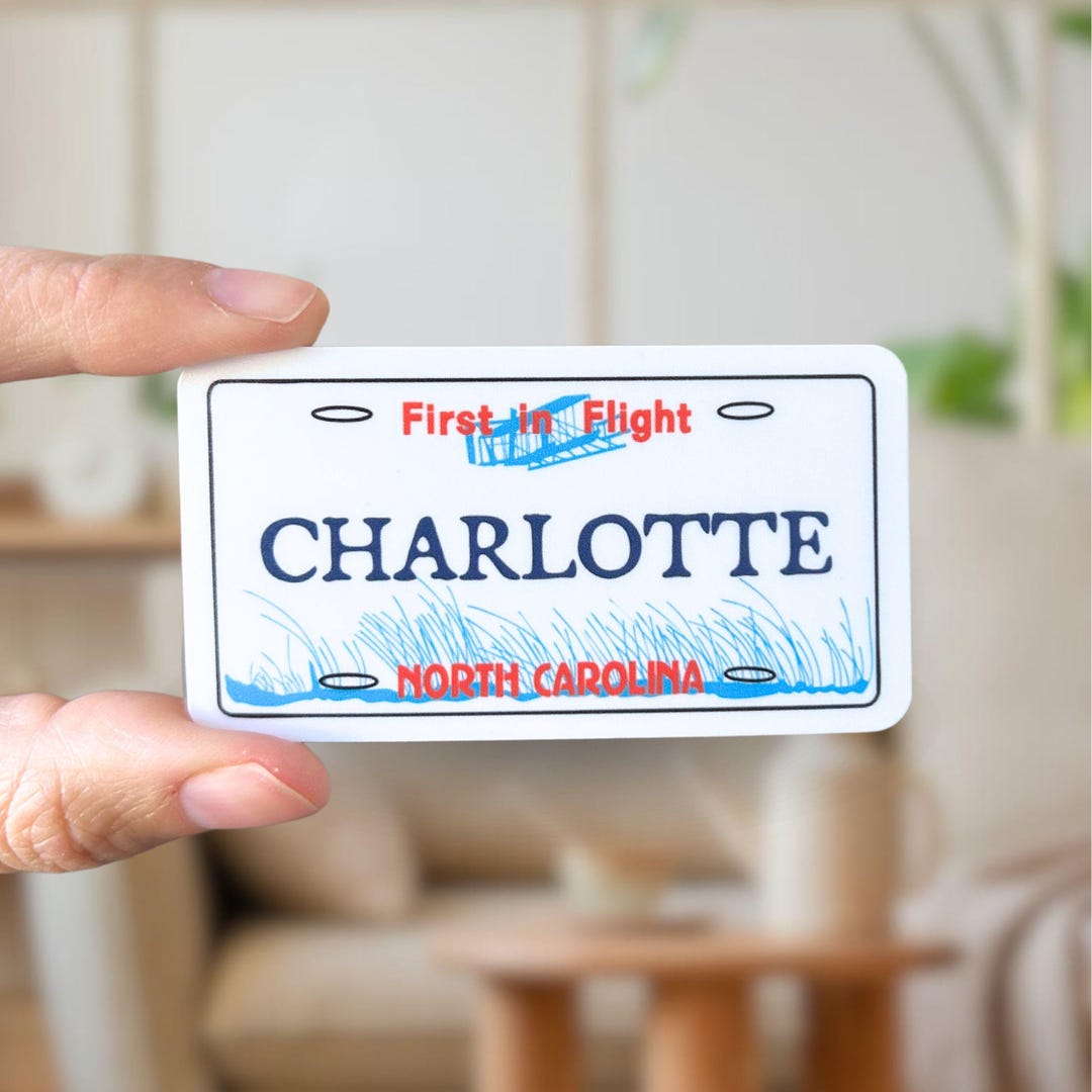 Waterproof Matte Vinyl Charlotte North Carolina License Plate State ...