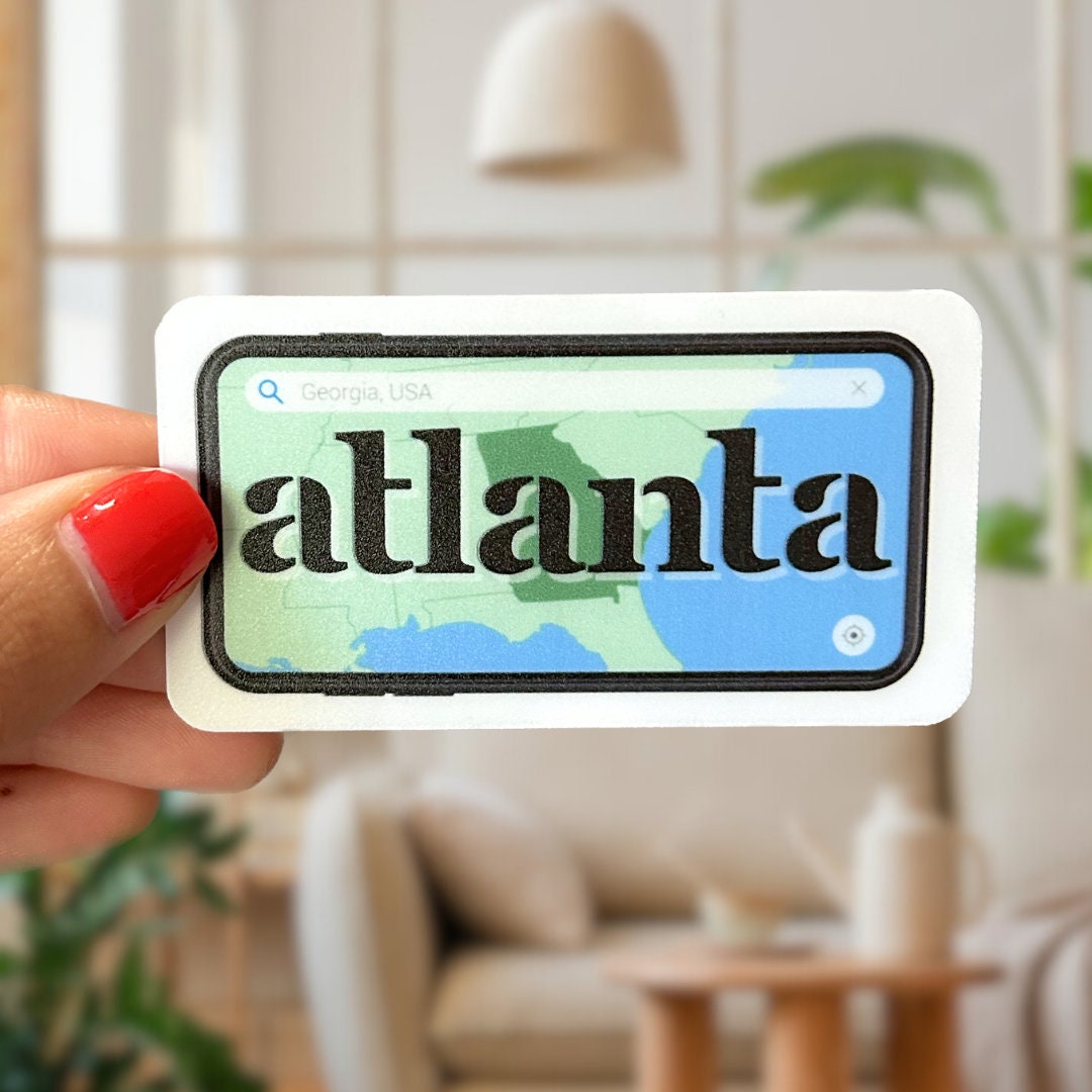 Atlanta GPS Map Sticker: Waterproof Vinyl Laptop Decal - Etsy