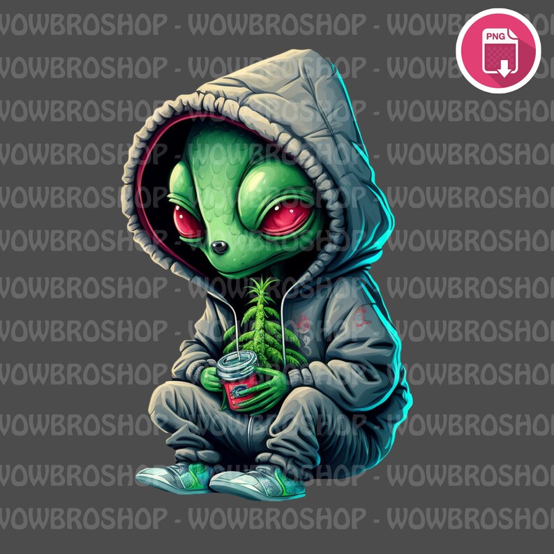 Weed Alien, Space Weed, PNG, Cannabis PNG, T-shirt Design Png, Print on ...