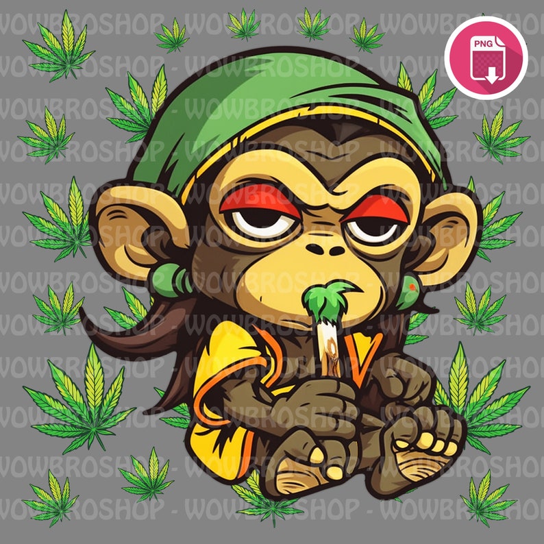 Weed Monkey, 2 DESIGNS, 420 PNG, Cannabis PNG, T-shirt Design Png ...