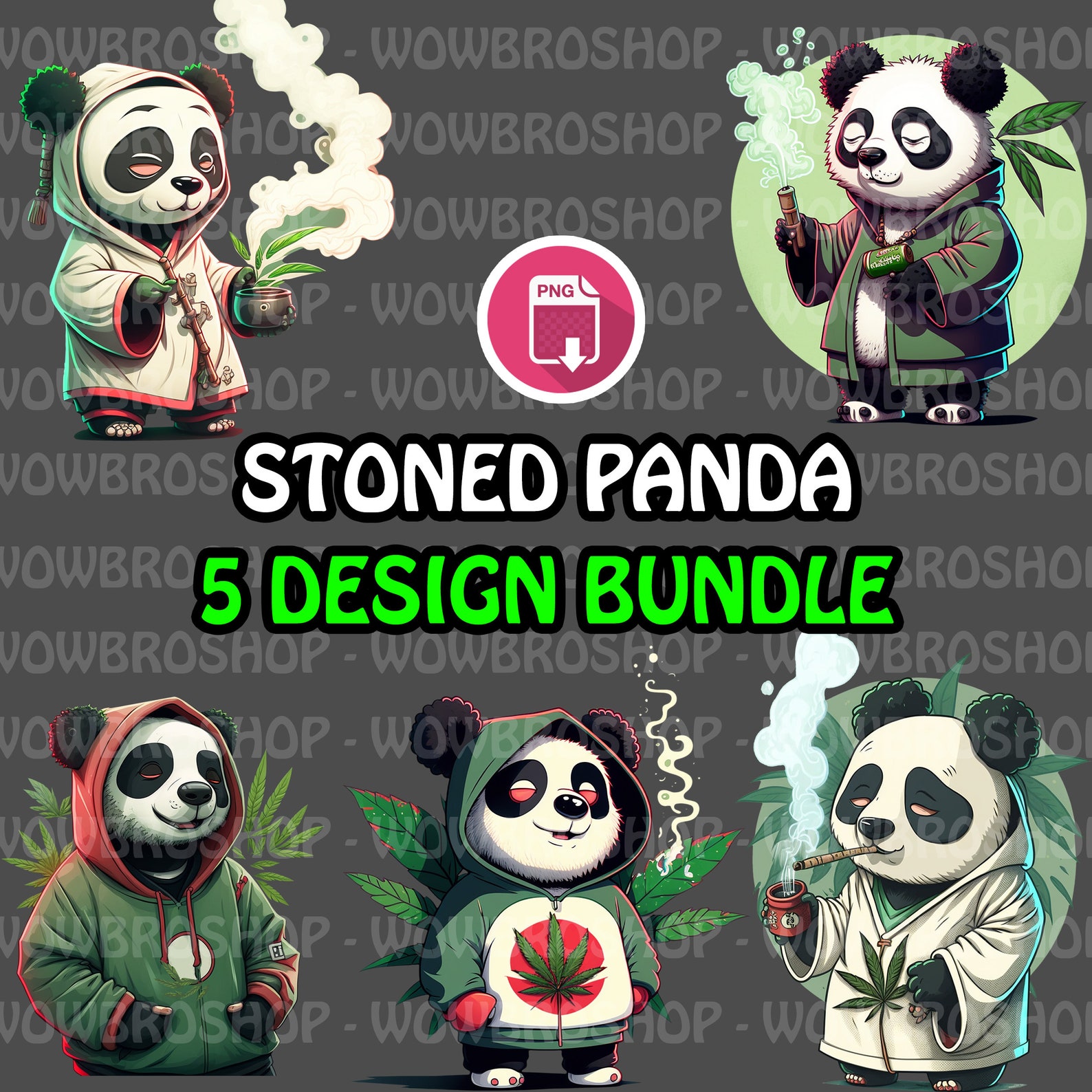 Stoned Panda, PNG Bundle, Weed Smoking Animal, PNG, Cannabis PNG, T ...