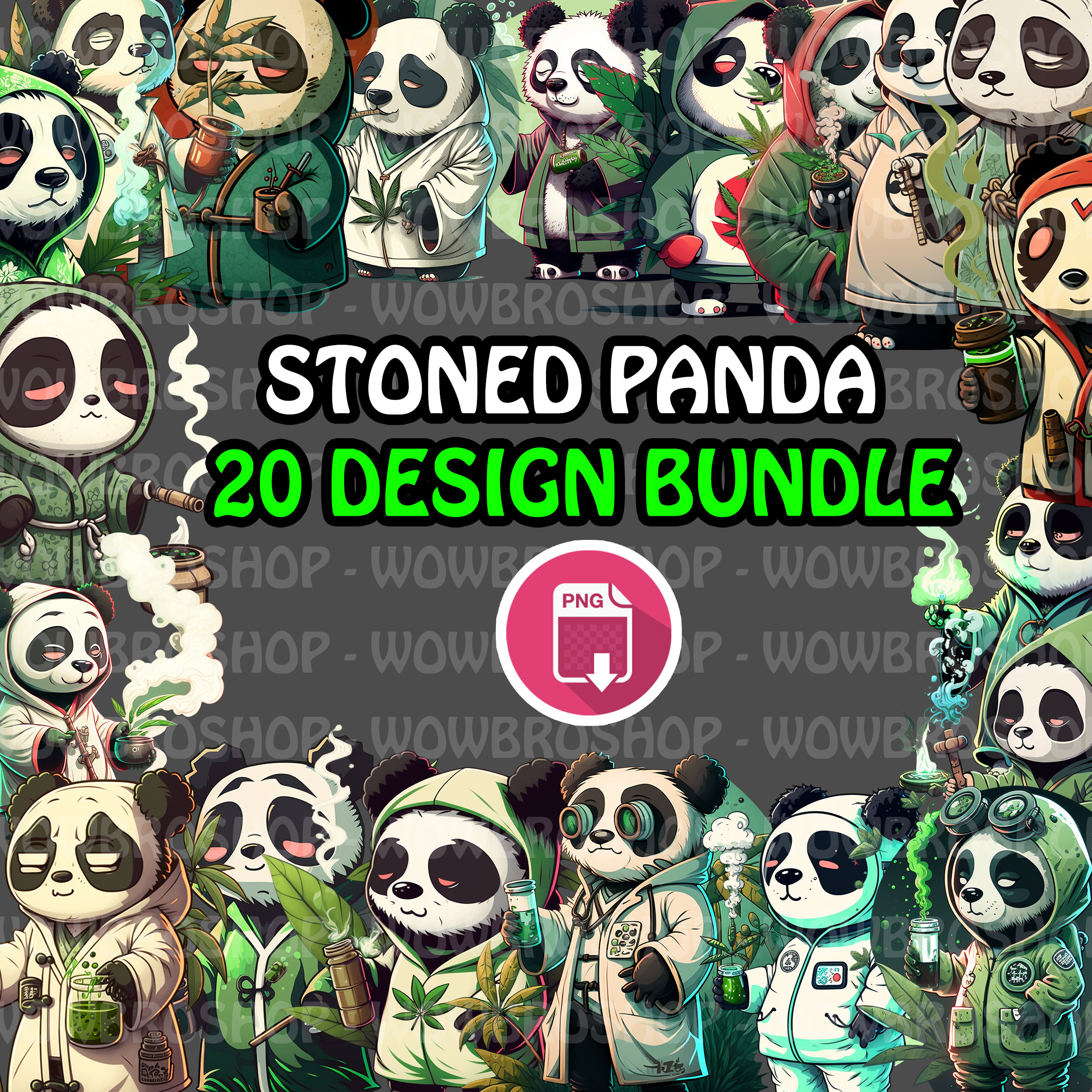 Stoned Panda, PNG Bundle, Weed Smoking Animal, PNG, Cannabis PNG, T ...