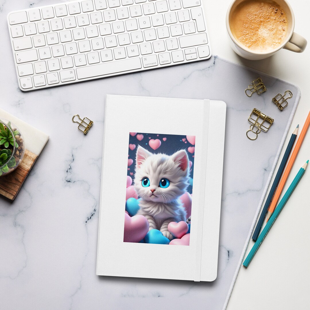 Hardcover Bound Notebook With Cute Kitten. Journal With Adorable Kitten ...