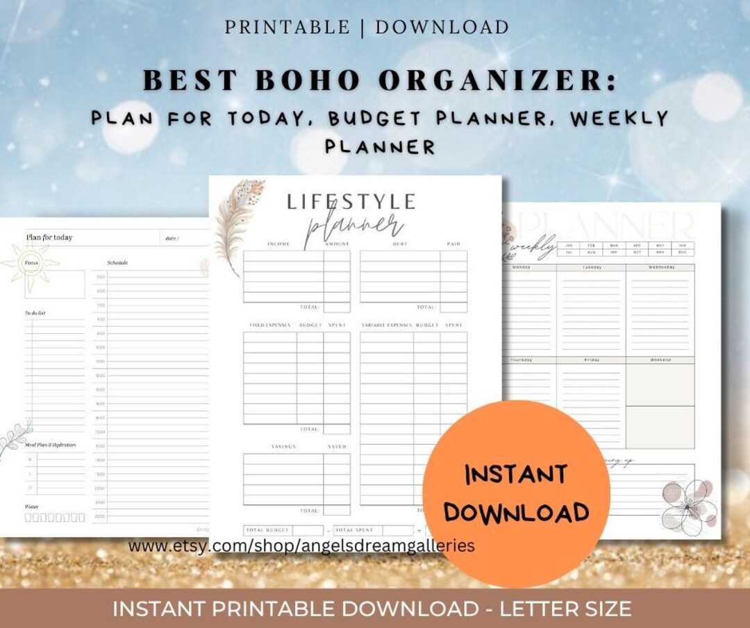 Boho Planner Set: Daily, Weekly, Budget (printable Download) - Etsy