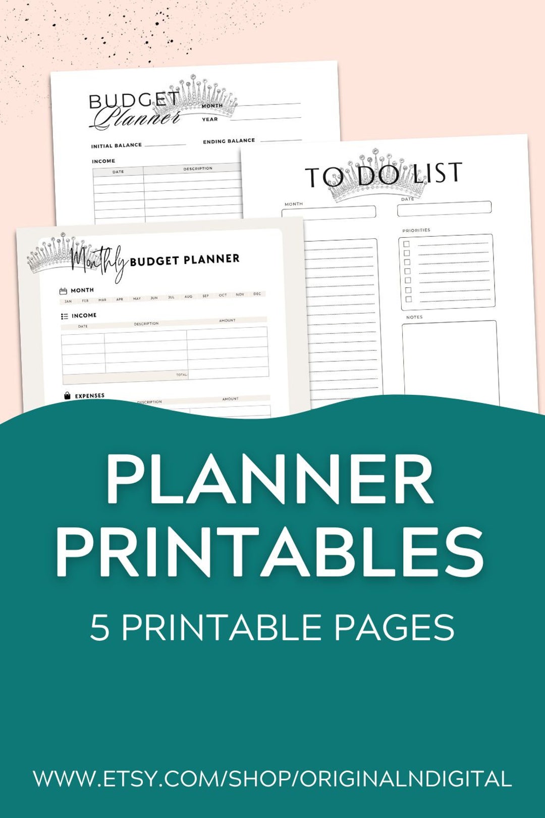 Printable Monthly Organizer 5 Pages Set for Savvy Women: All You Need ...