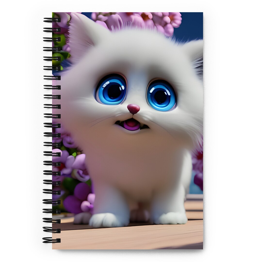 Spiral Notebook Spiral Notebook - Cute - Kitten Ai Art - Created by ...