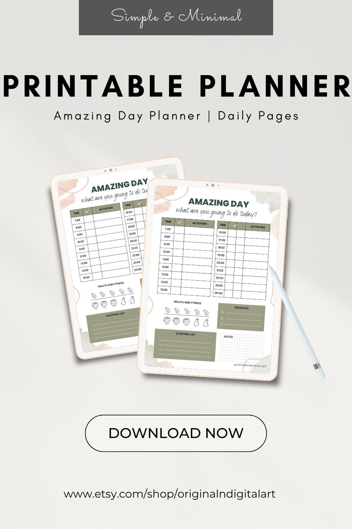 Elegant Daily Planner Printable, Clean Design (digital Download) - Etsy