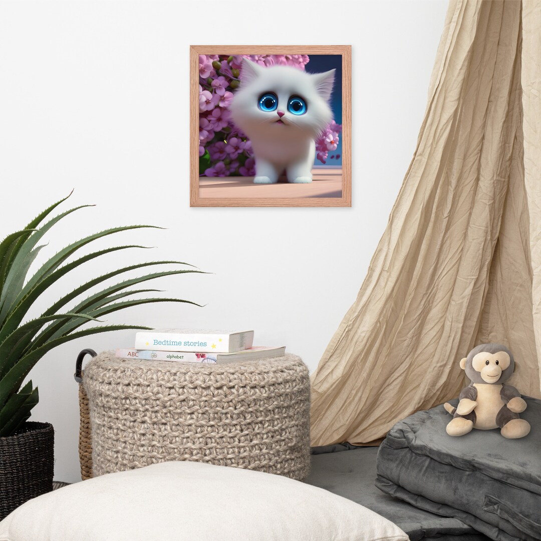Cute Kitten Poster – AI Art Nursery Decor, Framed Wall Art - Etsy
