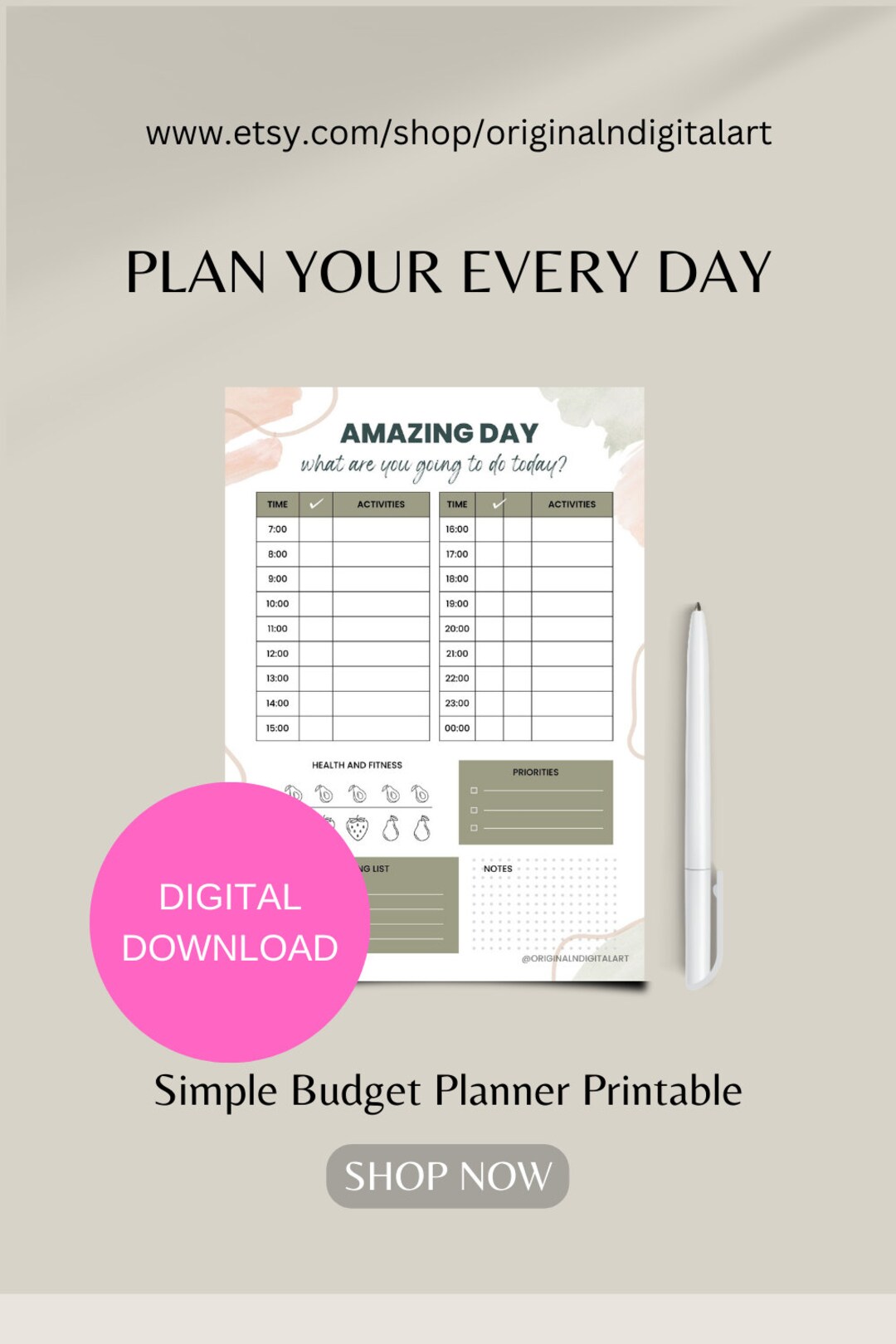 Amazing Day Planner Printable, Time Blocking Template (digital Download ...