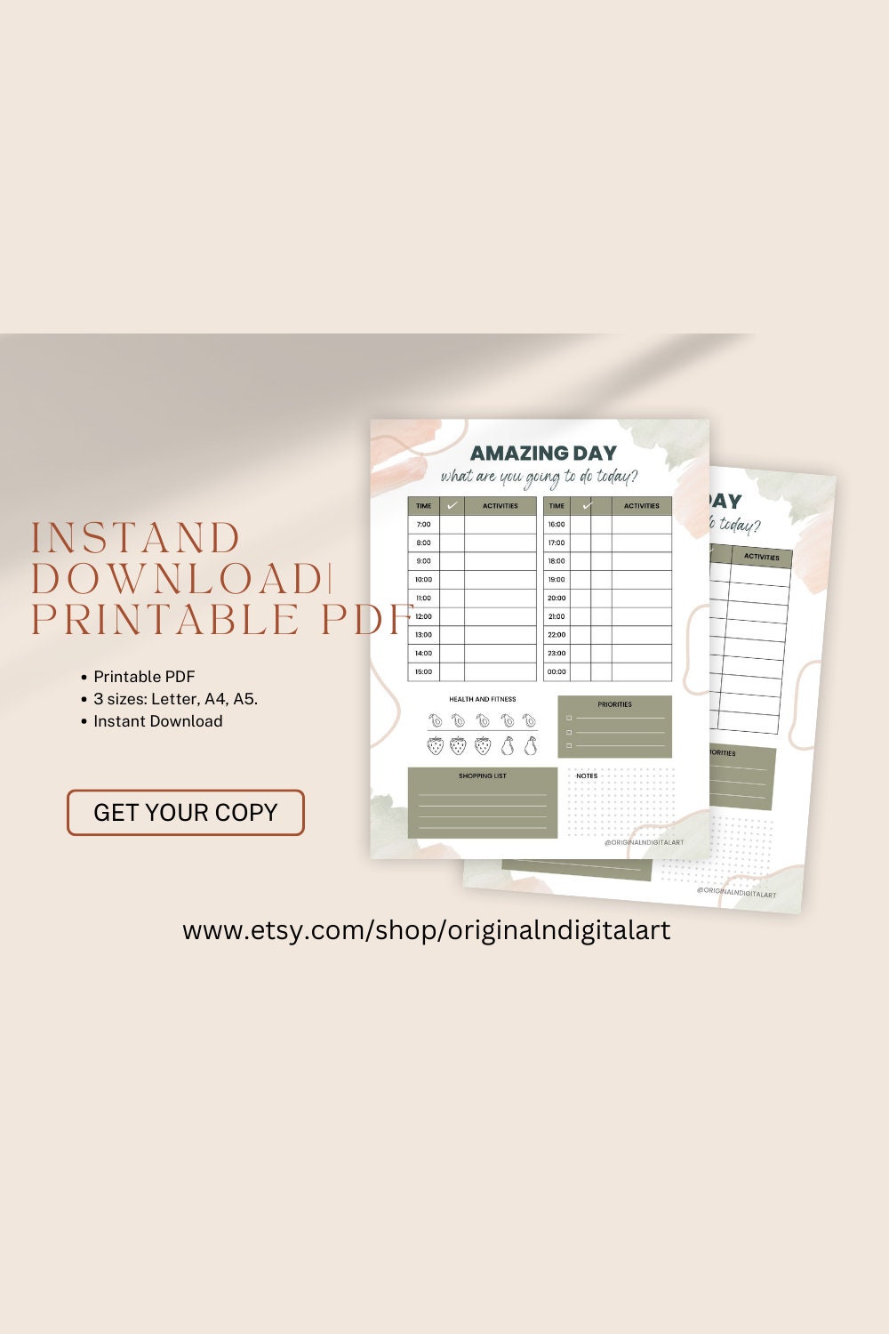 Elegant Daily Planner Printable, Clean Design (digital Download) - Etsy
