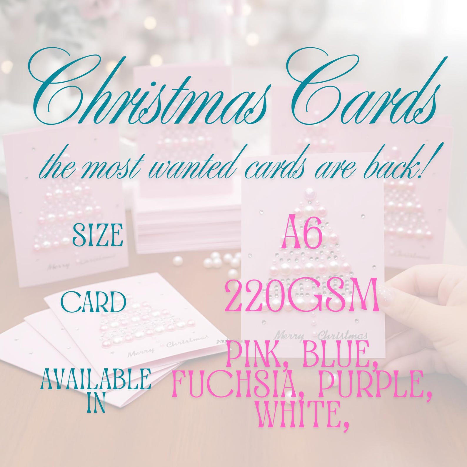Most Wanted Christmas Cards With Pearls, Handmade Greeting Cards, Blue ...