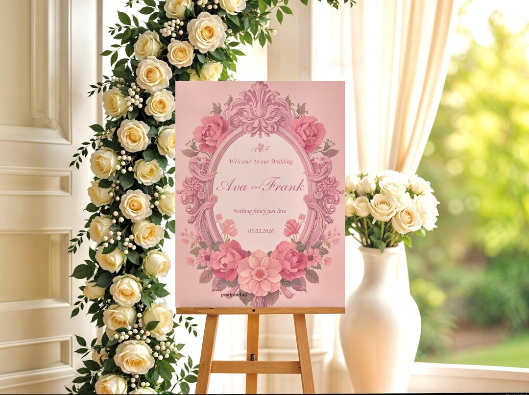 3 Rococo Wedding Welcome Sign Floral Template, Welcome to Our Wedding ...