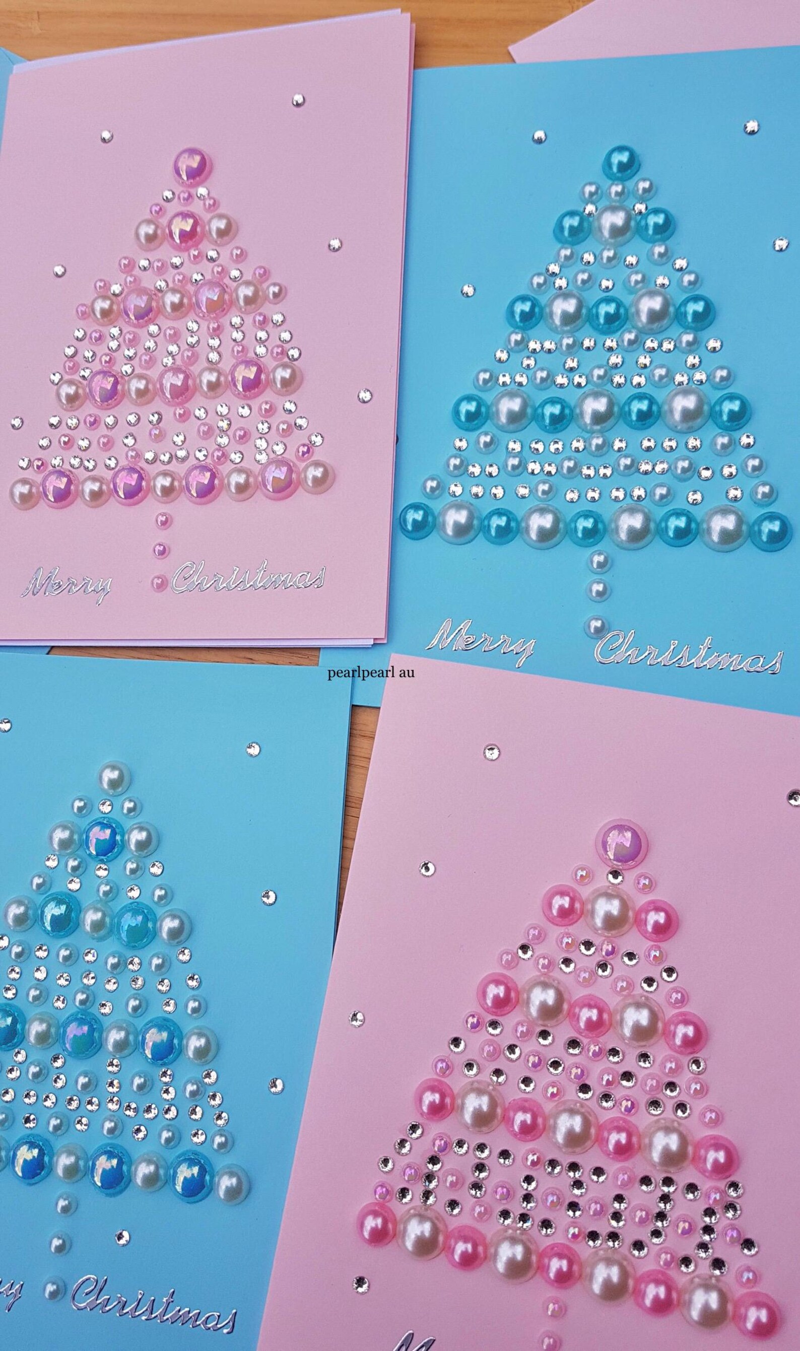 Most Wanted Christmas Cards With Pearls, Handmade Greeting Cards, Blue ...