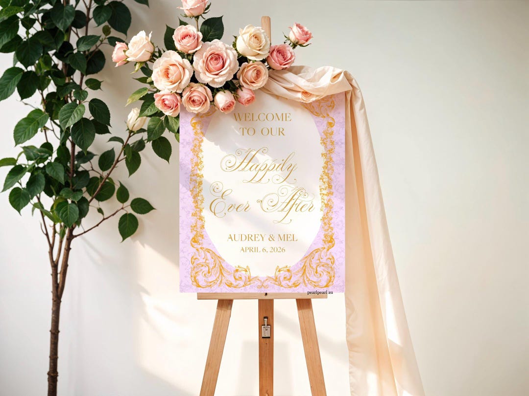 3 Baroque Pink Gold Wedding Welcome Signs Template, Welcome to Our ...