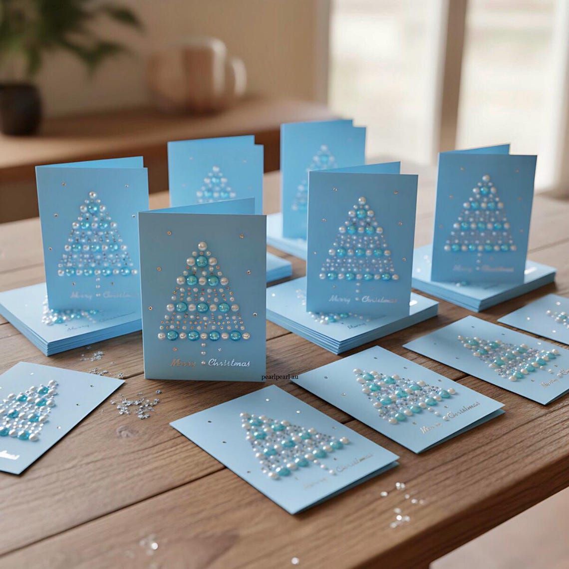 Most Wanted Christmas Cards With Pearls, Handmade Greeting Cards, Blue ...