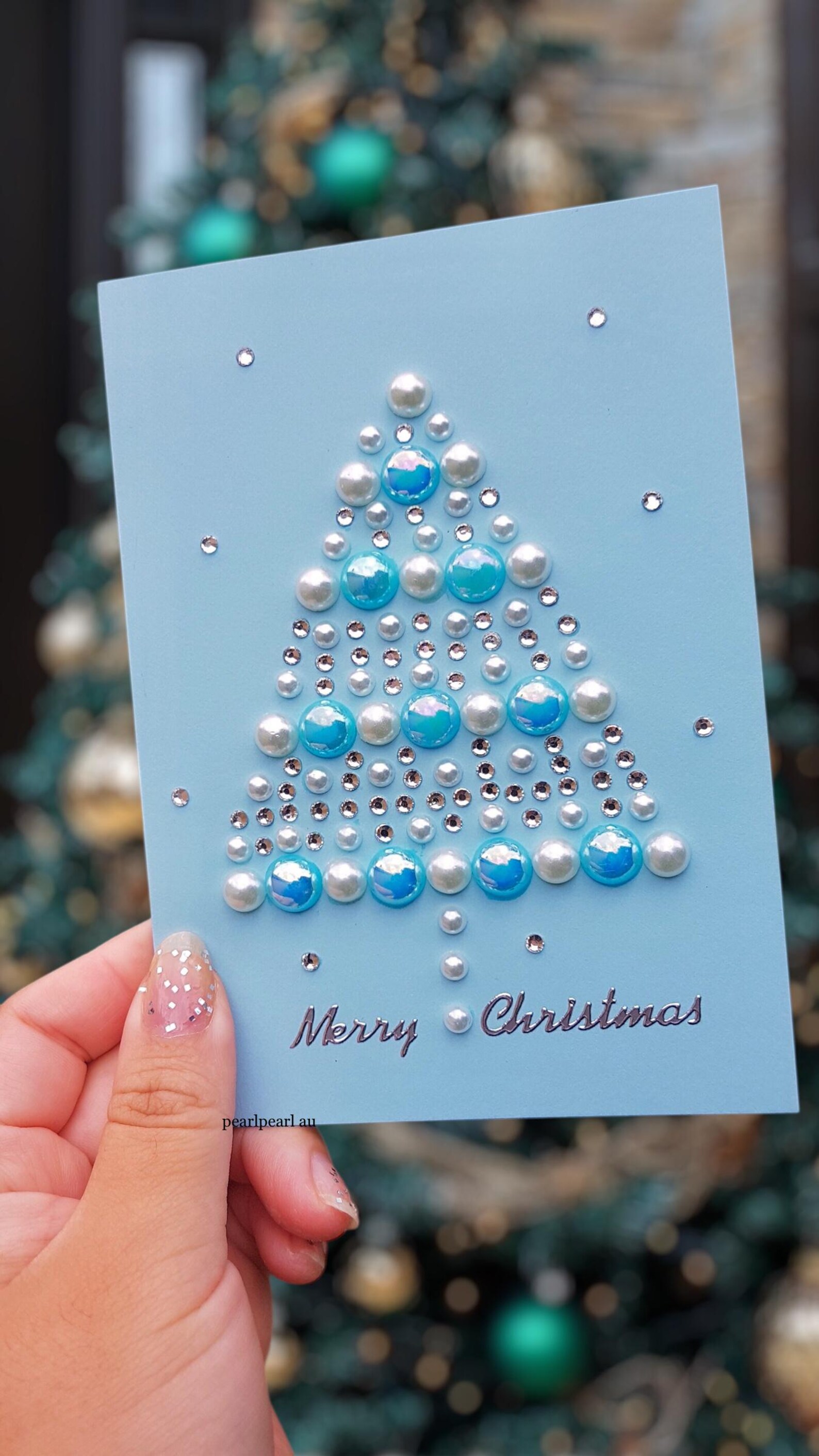 Most Wanted Christmas Cards With Pearls, Handmade Greeting Cards, Blue ...